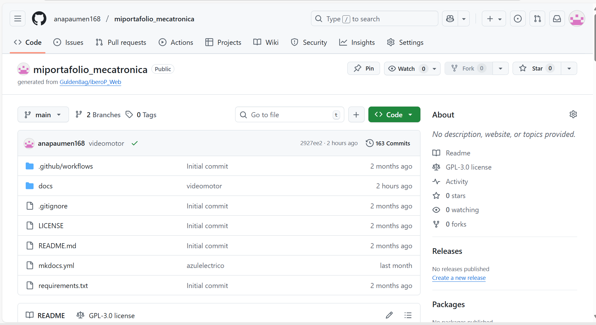 Elaboración de página web - Mi portafolio ibero